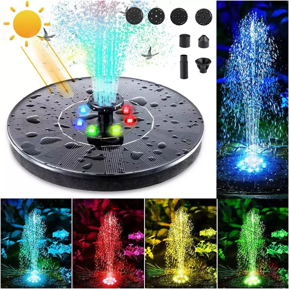 YDLW Floating Solar Powered Water Fountain, 3.5W Panel, RGB LED Lights ...