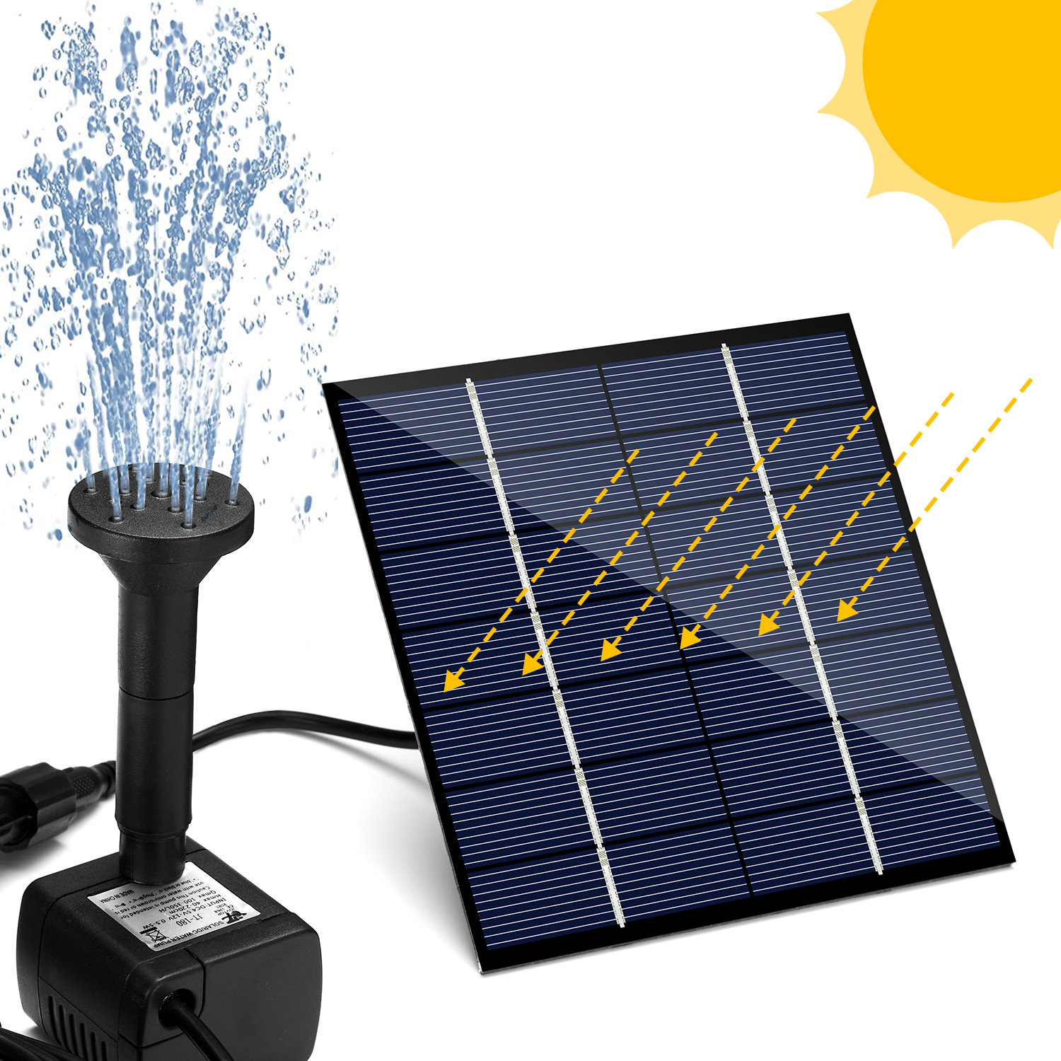 Solar Fountain, Free Standing Solar Water Pumps with 4 Different Spray ...