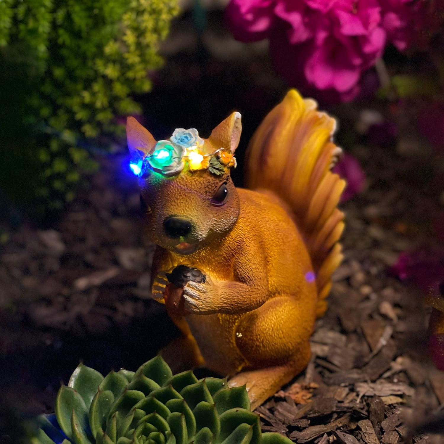 Solar Garden Animal Friend Garden Saue, Hand-Pained Resin Garden ...