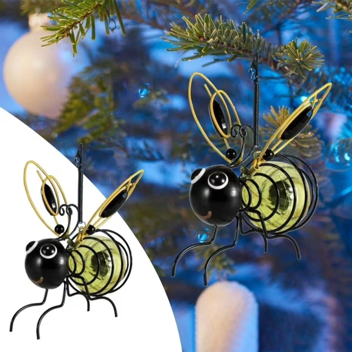 Solar Garden Bees, Outdoor Hanging Solar Bee Lights, LED Bugs Lantern ...