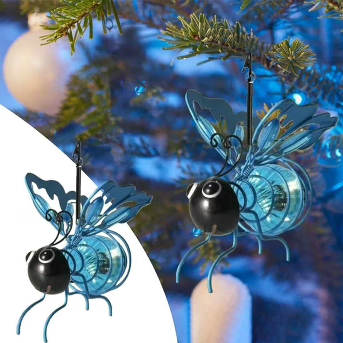 Solar Garden Bees, Outdoor Hanging Solar Bee Lights, LED Bugs Lantern ...