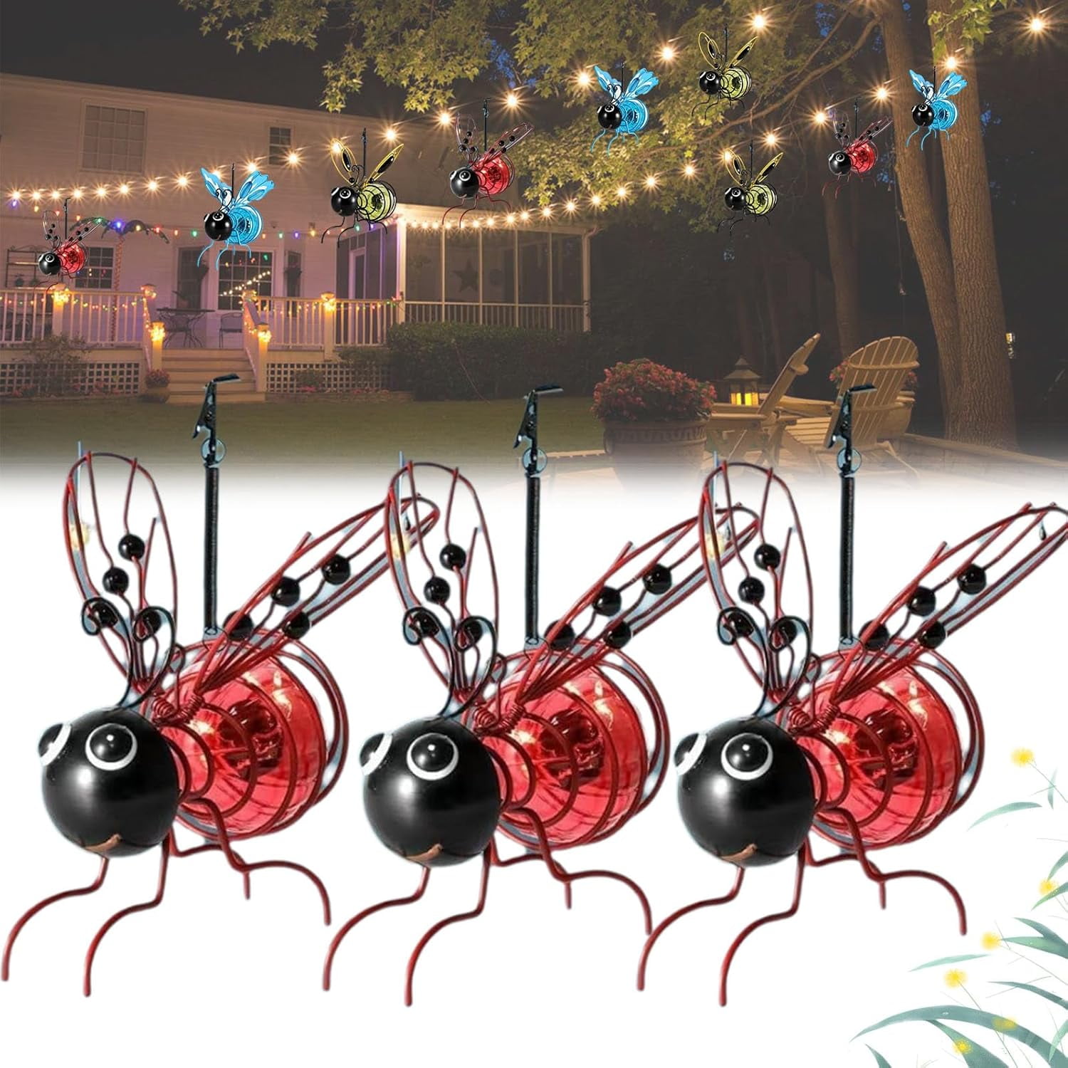 Solar Garden Bees,Solar Hanging Insect Simulation Light, Designed for ...
