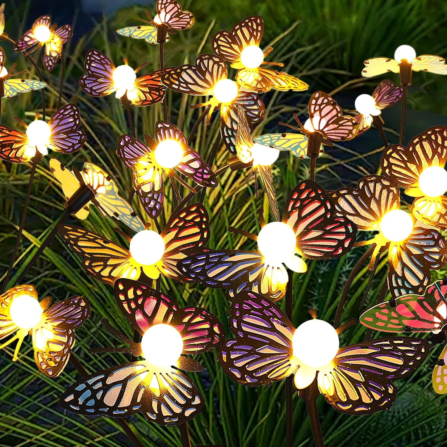 Solar Garden Butterfly Lights, 4 Pack 32 LED Solar Swaying Lights ...