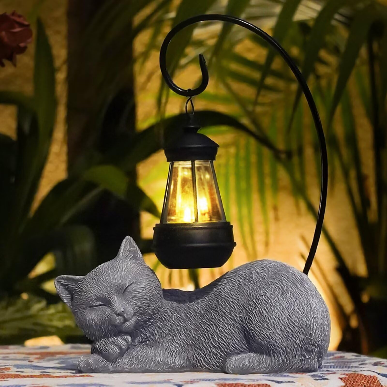 Solar Garden Cat Statues OIF8 & Figurine with Solar 13" Tall Cat Statue ...