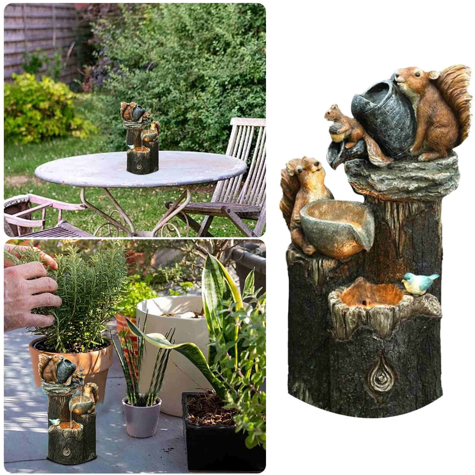 Solar Garden Decor Statue - Squirrel Outdoor Statue - Solar LED Lights ...