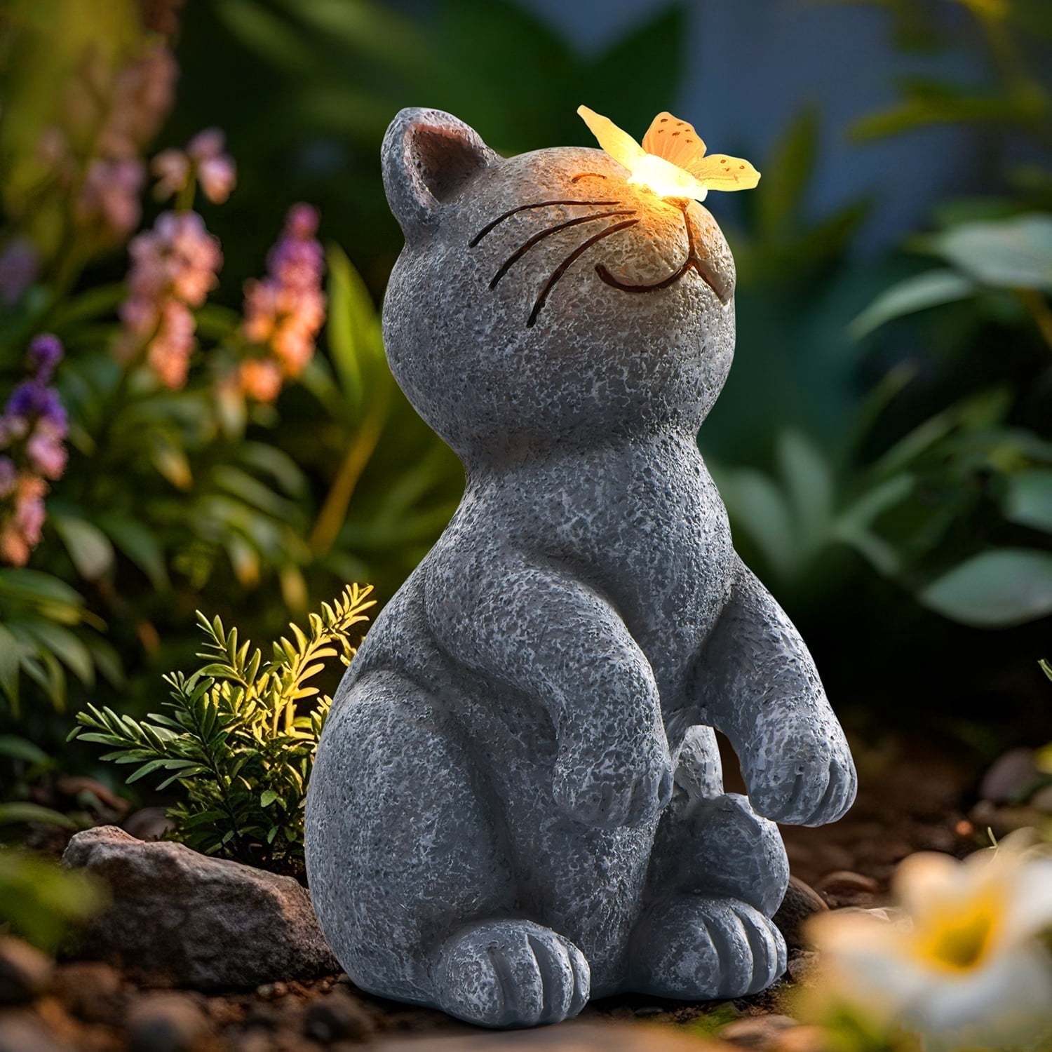 Mpow, Solar Garden Decor Watering Cat Statue, 7.78 inches, Outdoor ...