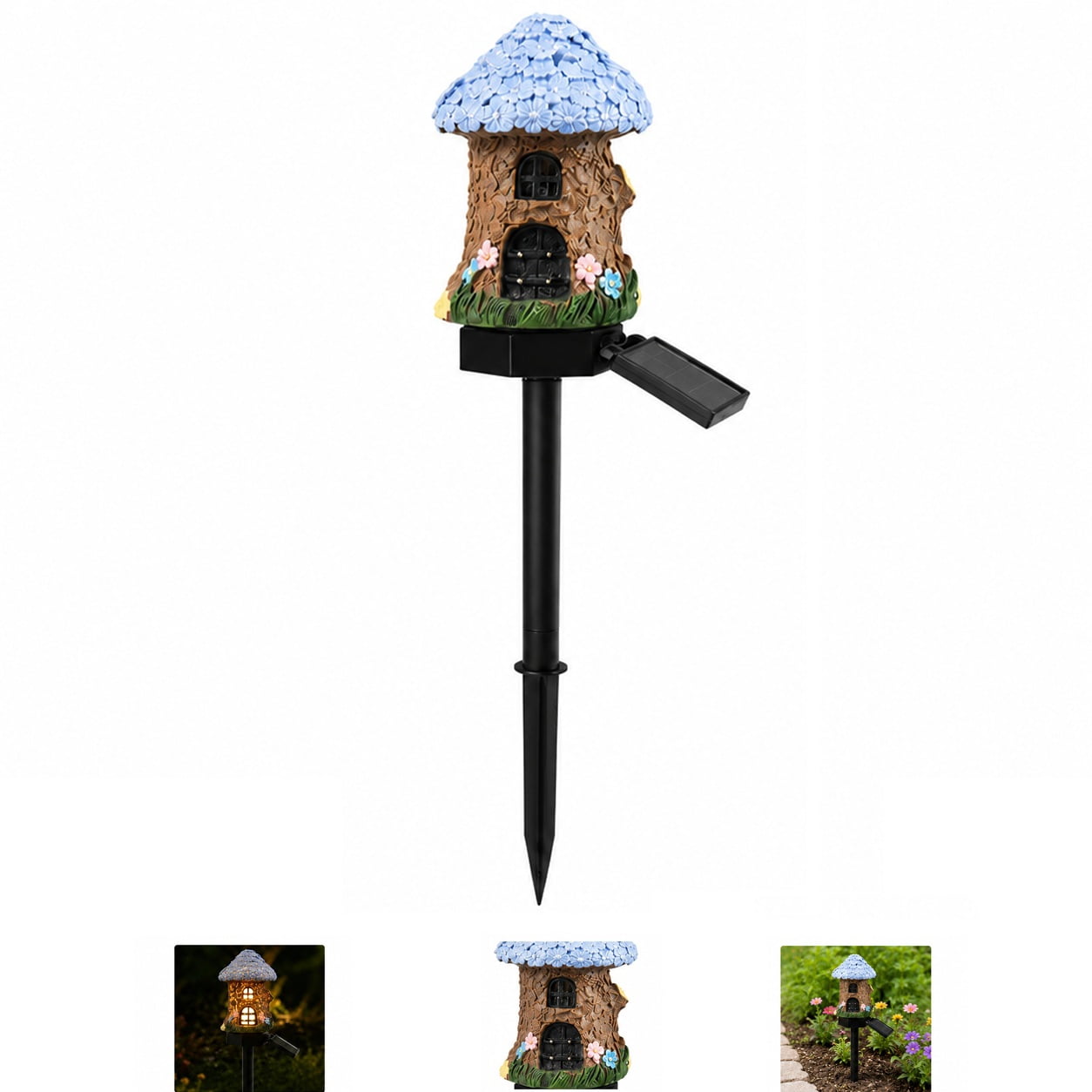 Solar Garden Fairy House Light, Outdoor Mushroom Cottage LED Lawn Decor ...