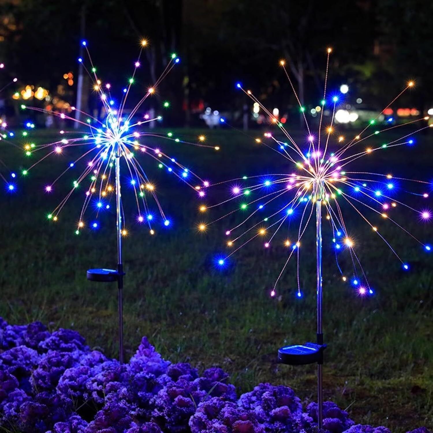 Solar Garden Firework Lights,2 Pack Outdoor Waterproof 120 LEDs ...