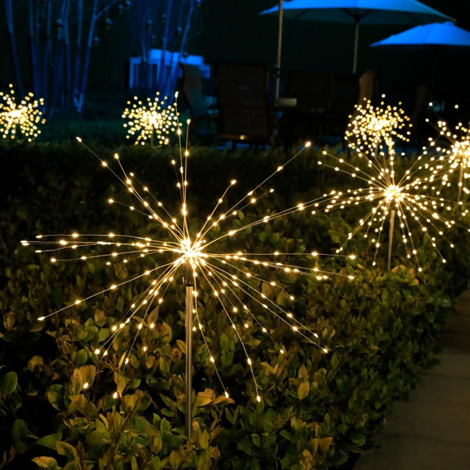 Solar Garden Firework Lights Outdoor Waterproof, 2 Pack 150 LED 8 ...