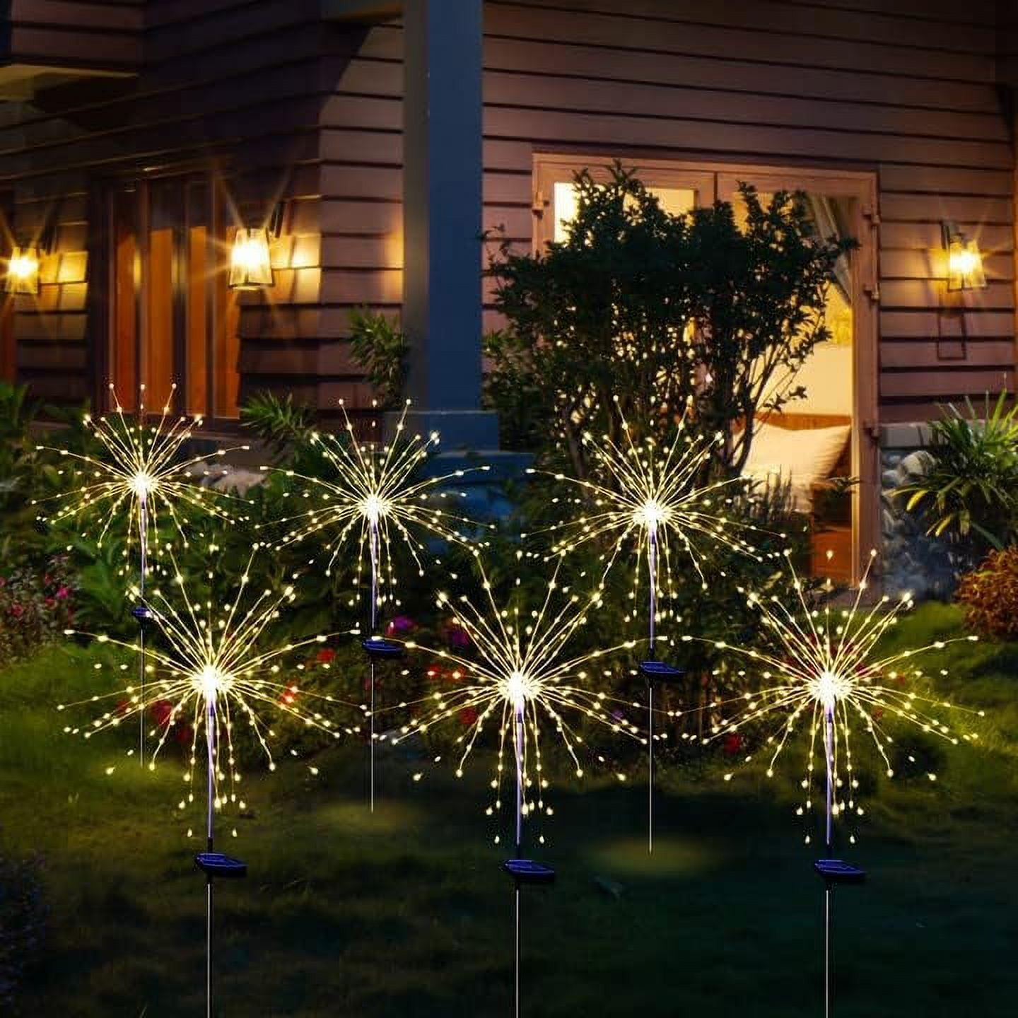 Solar Garden Firework Lights Outdoor Waterproof 6 Pack Solar Powered ...