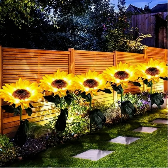 Solar Garden Ground Stake Lights, 4-Pack Sunflower Pattern Outdoor ...