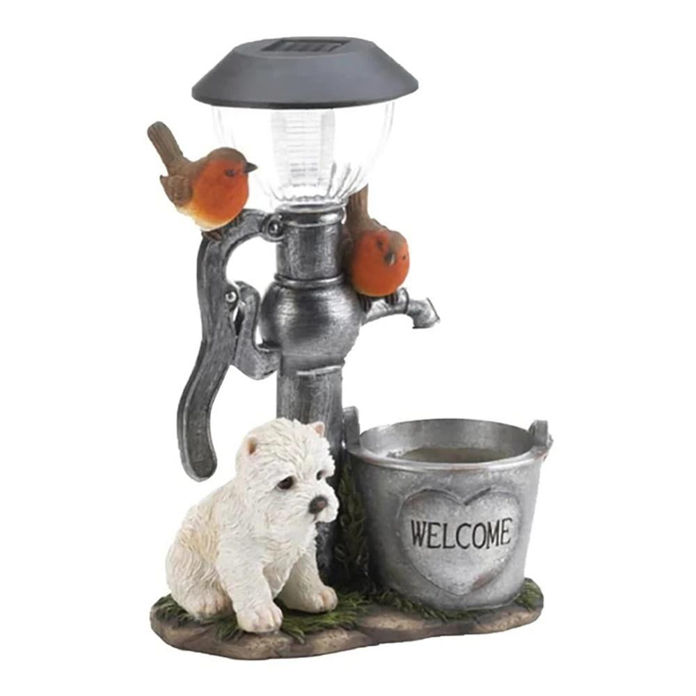 Solar Powered Animal Garden Light, Dog Cat Resin Yard Decor, Outdoor ...