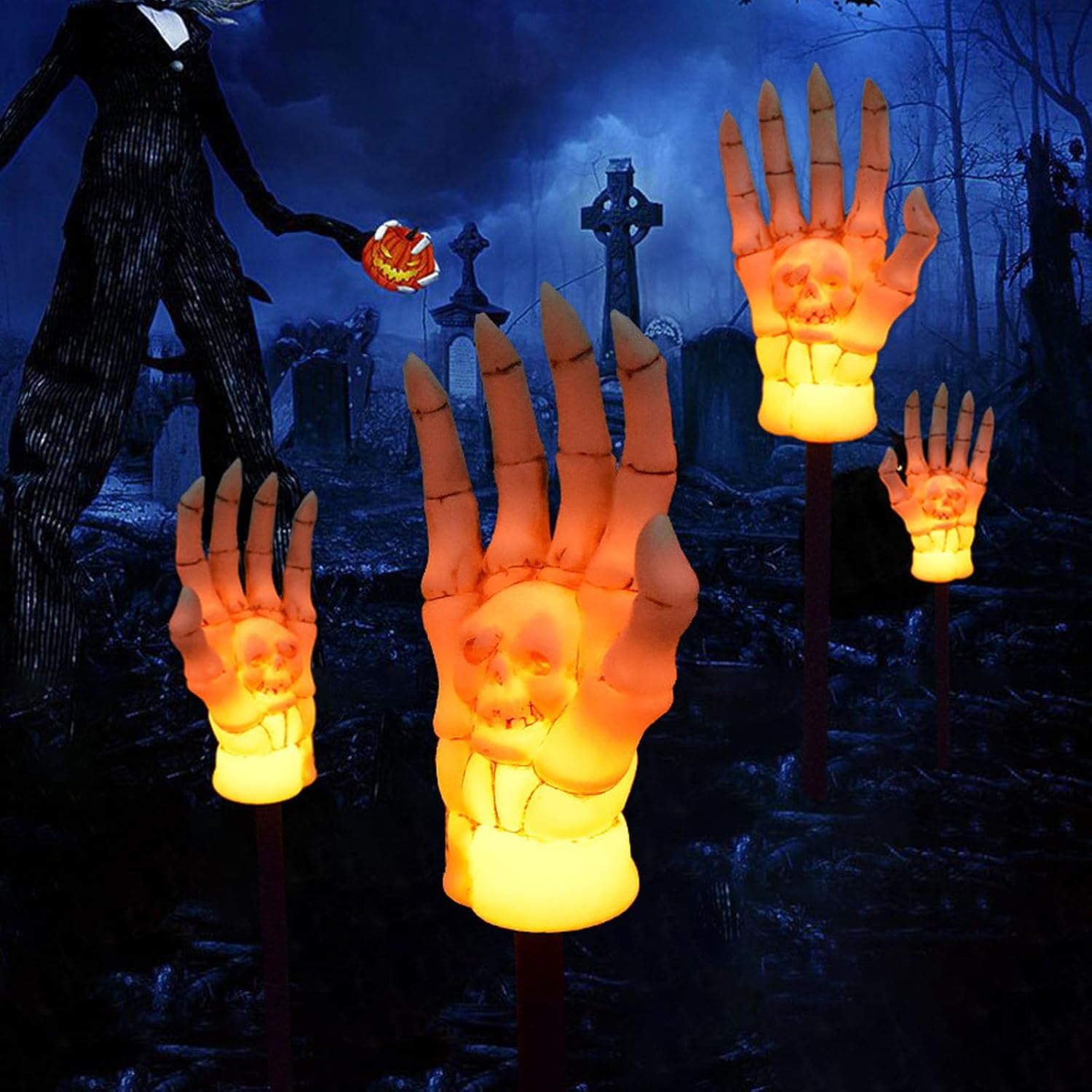 Solar Garden Light Skeleton Hand Garden Stakes Solar Pathway Lights ...