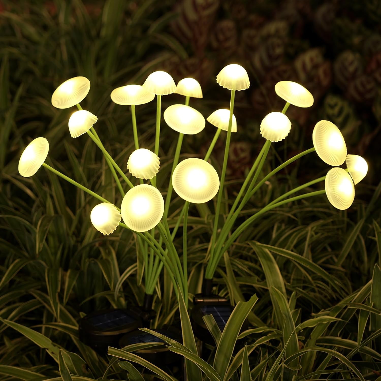 Solar Garden Lights - 2 Pack, Dual Mode LED Solar Mushroom Lights ...