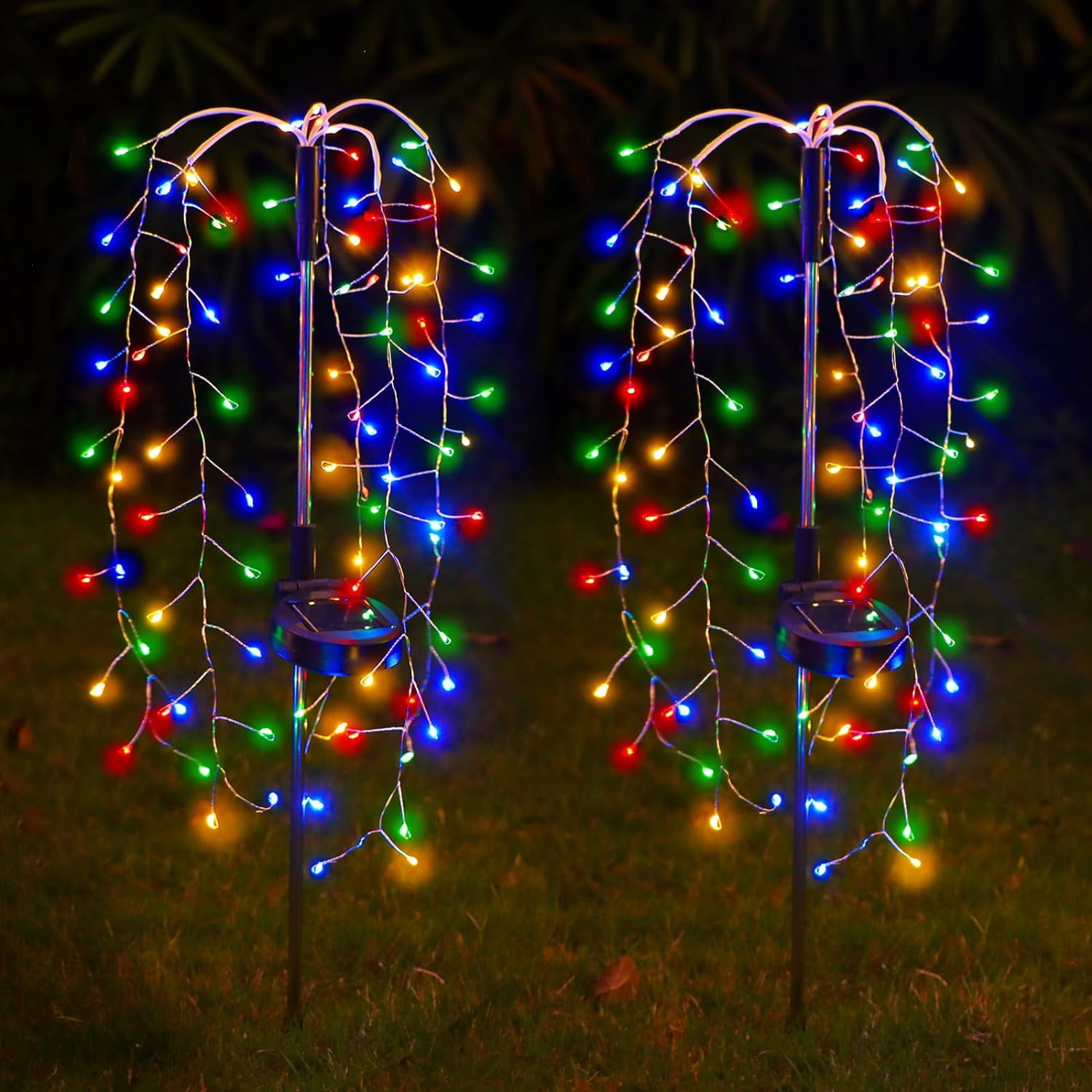 Solar Garden Lights, 2 Pack Multi-color Solar Firework Lights Outdoor ...