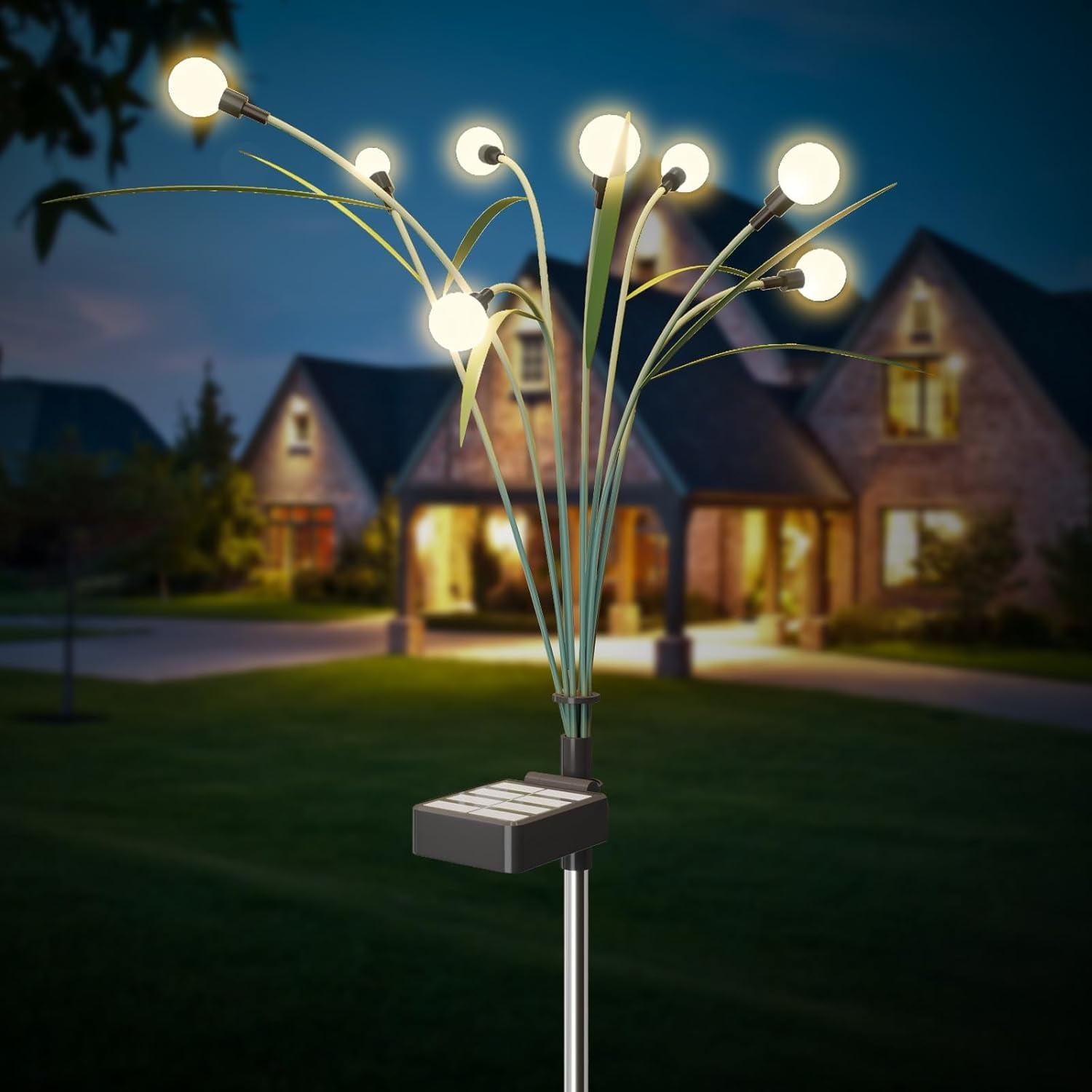 Solar Garden Lights 4 Pack,2 Lighting Modes Waterproof Firefly Lights ...