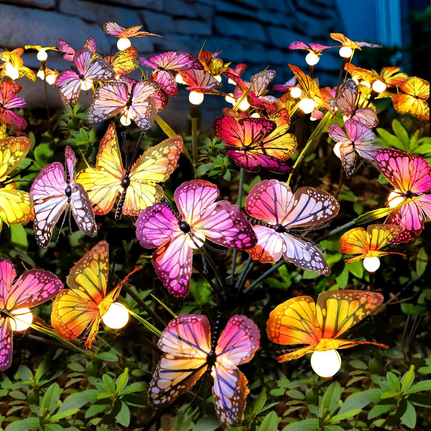 Solar Garden Lights, 4 Pack 32 Led Firefly Lights Butterfly Light ...
