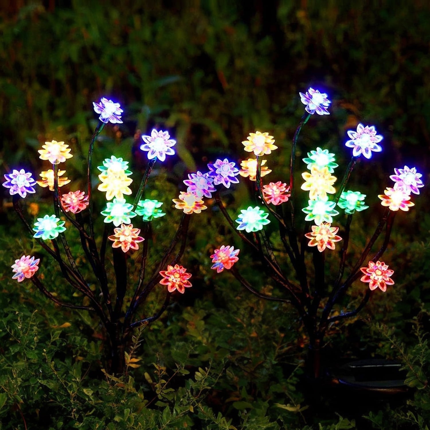 Solar Garden Lights - 15 LED Flower Lights Waterproof Outdoor Decor for ...