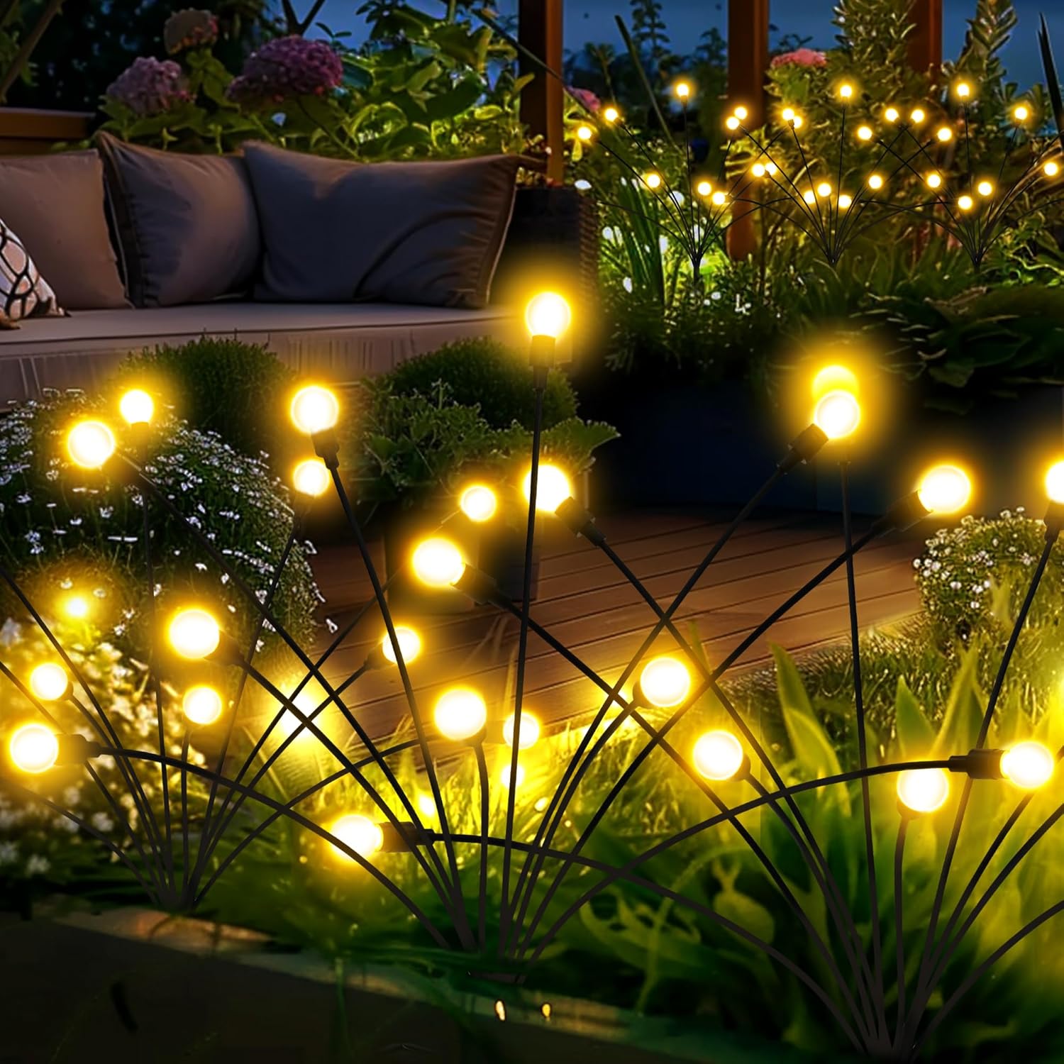 Solar Garden Lights, 60 LED Firefly Garden Lights Solar Outdoor, Solar Lights for Outside Sway ...