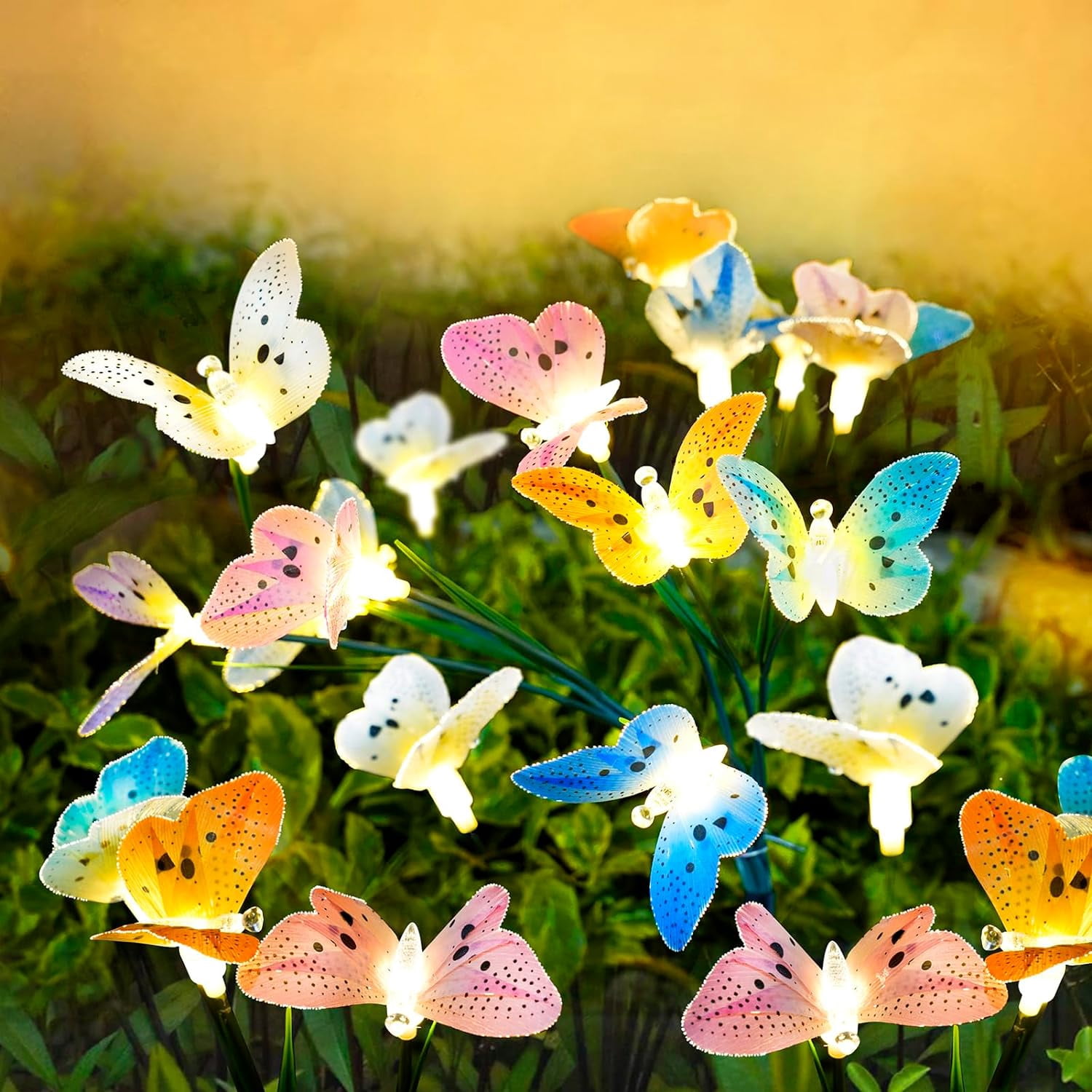 Solar Garden Lights, 8*4 Upgrated Glowing Butterfly Solar Lights ...