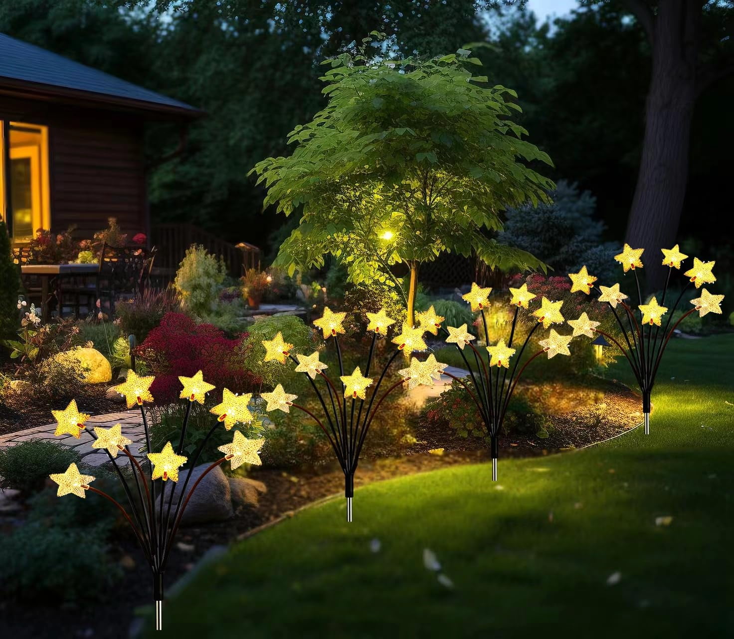 Solar Garden Lights, Christmas Star Pathway Lights, Outdoor Star Lights ...