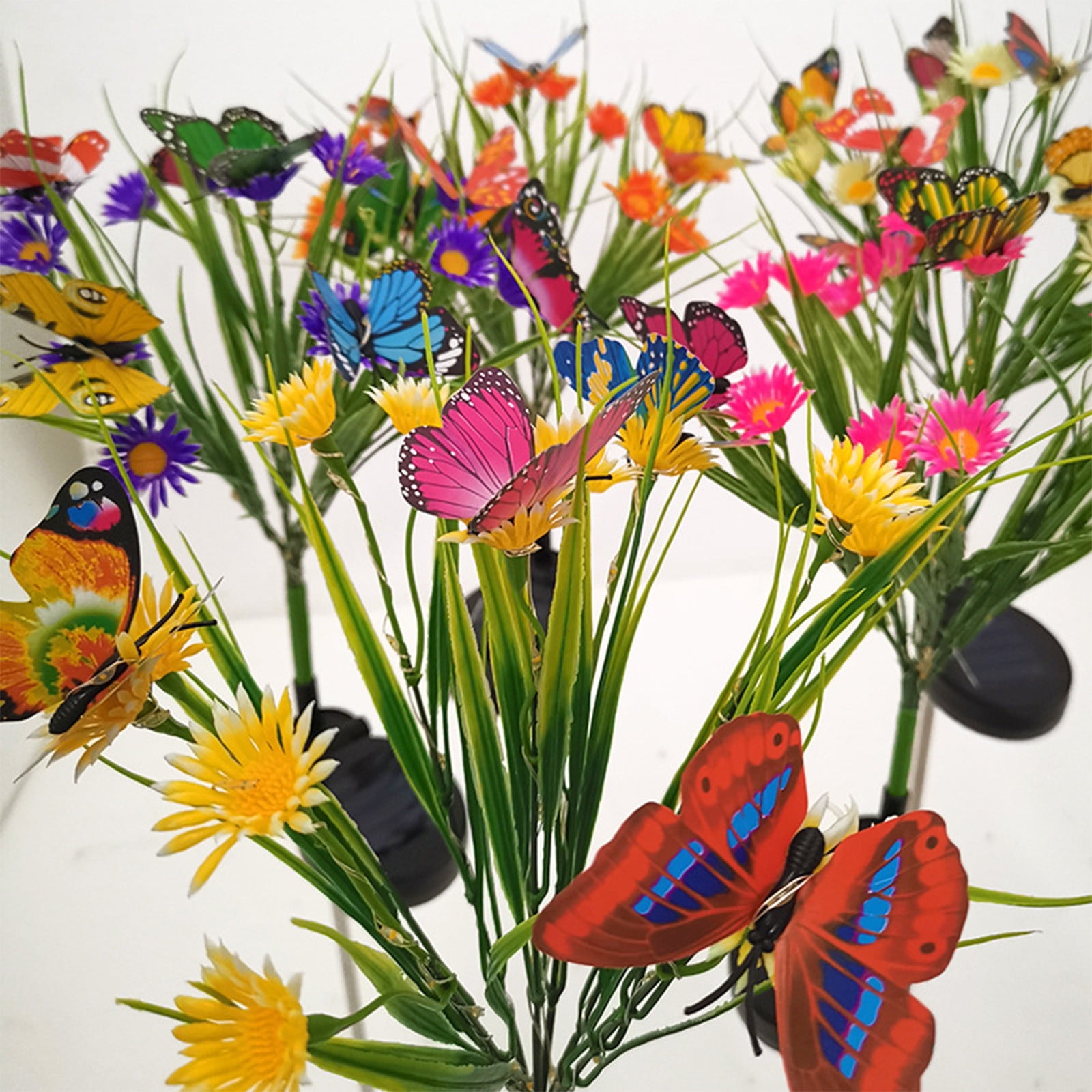 Solar Garden Lights Color Changing Butterflies Daisies Yard Decor ...