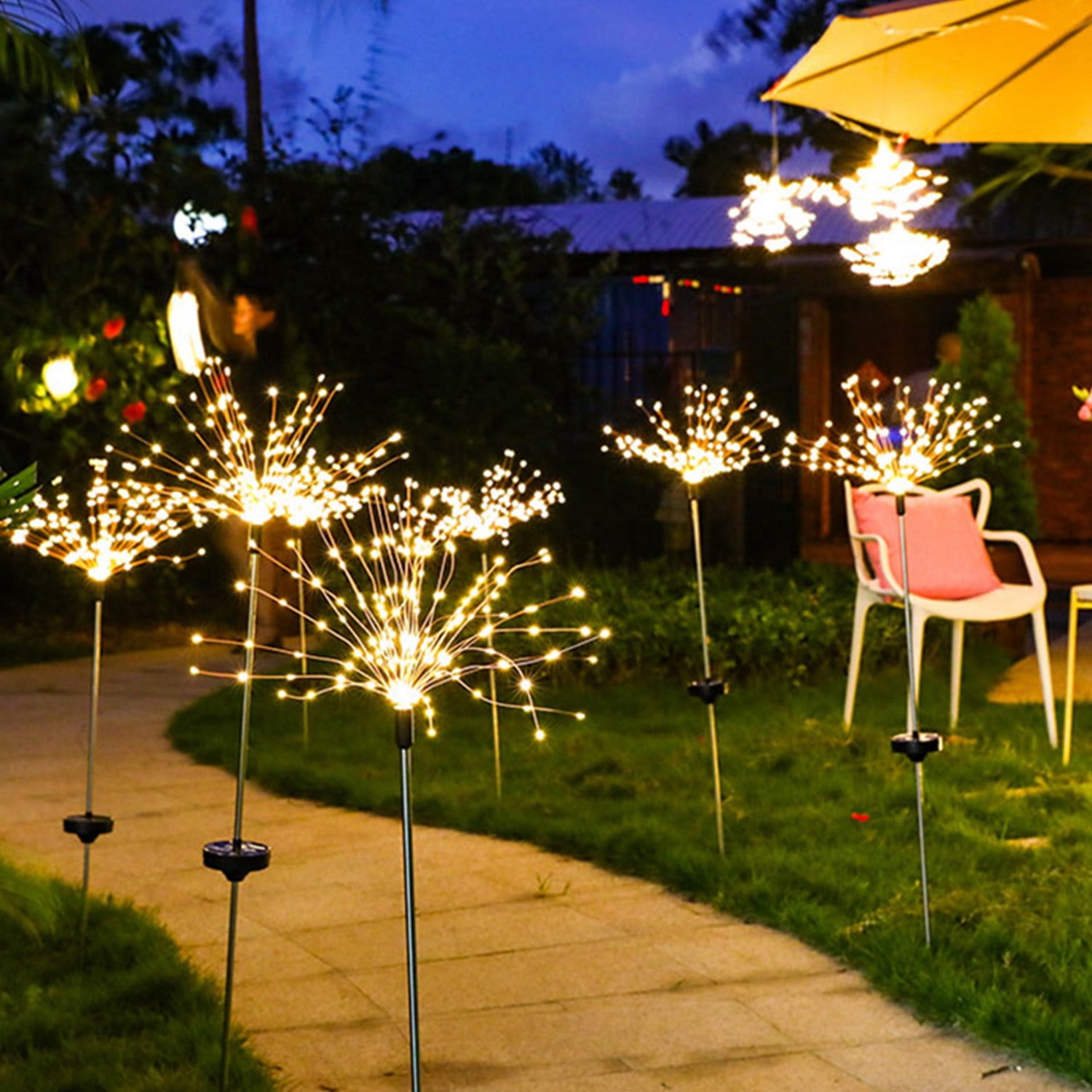 Solar Garden Lights Firework Lights Outdoor Starburst Sparkler 2Pcs 240 ...