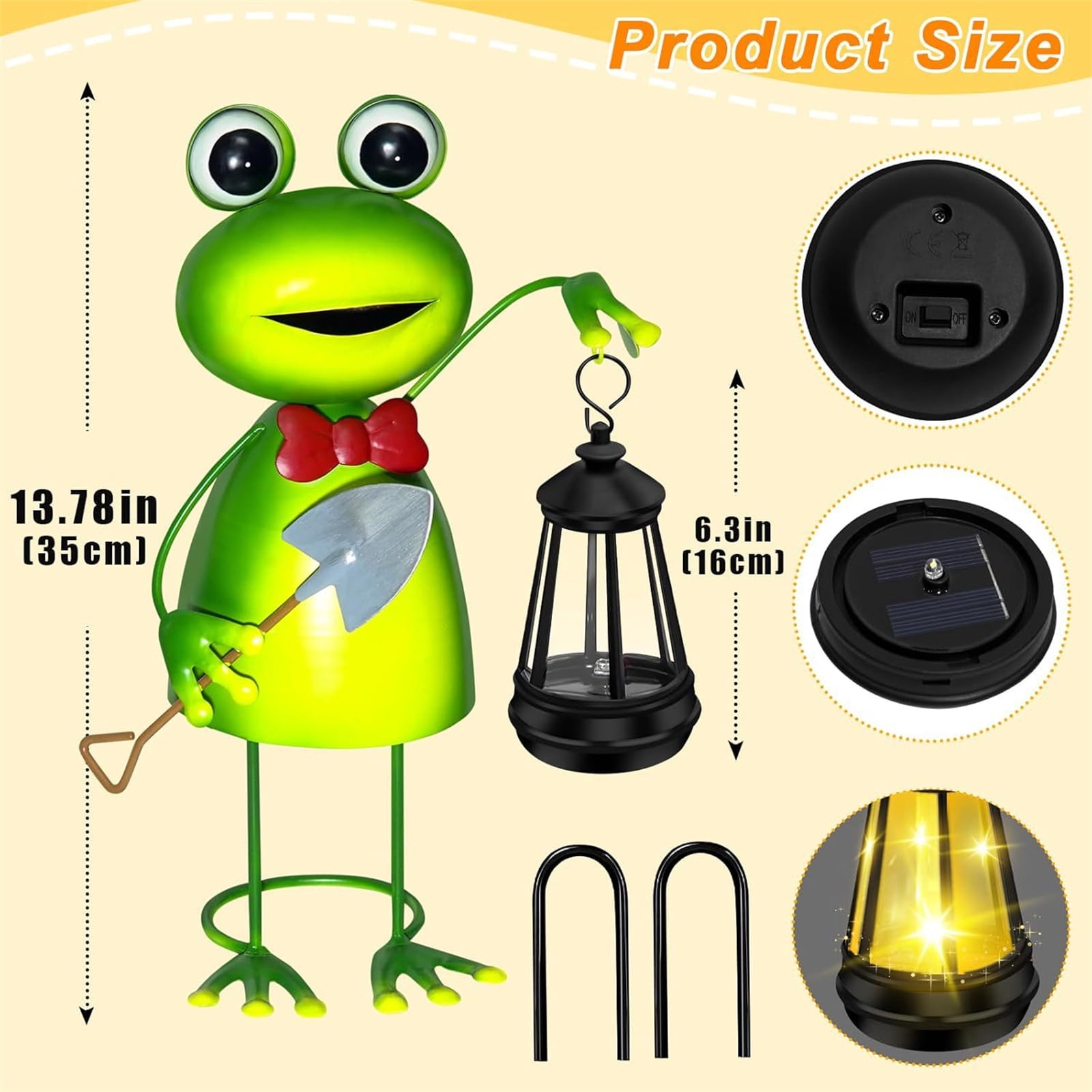 Solar Garden Lights Frog Statue with Solar Powered Light, 13.78 In ...