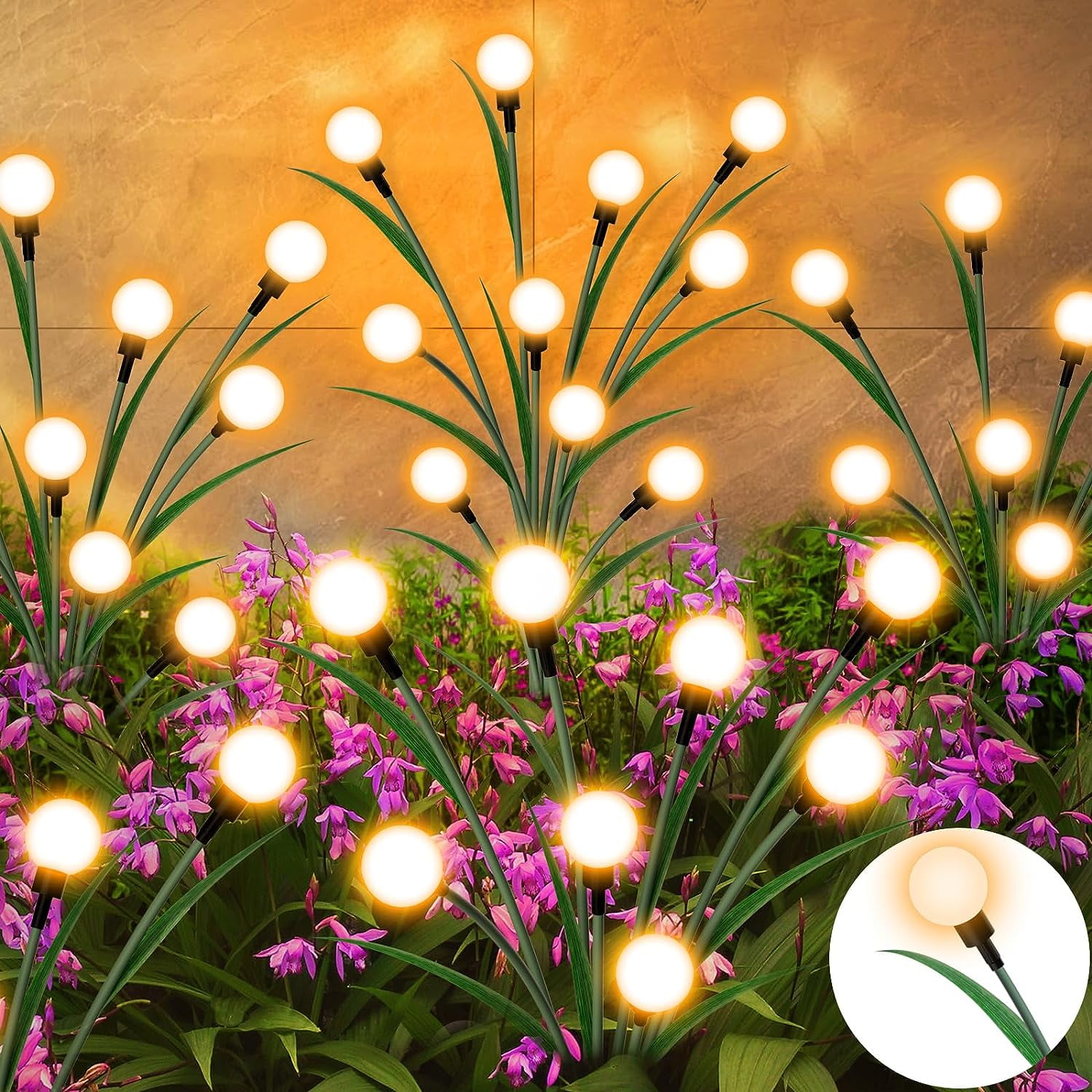 Solar Garden Lights, New Upgraded Leaf Design 20 LED Solar Firefly Lights, Solar Garden Lights ...