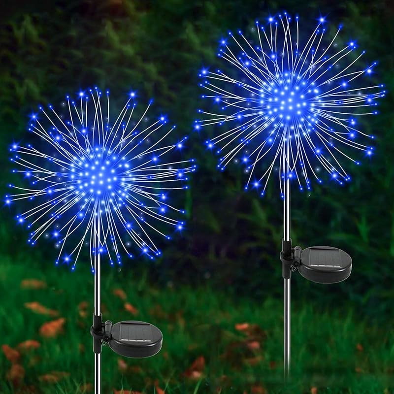 Solar Garden Lights Outdoor, 2 Pack 120 LED Twinkling Firework Lights ...
