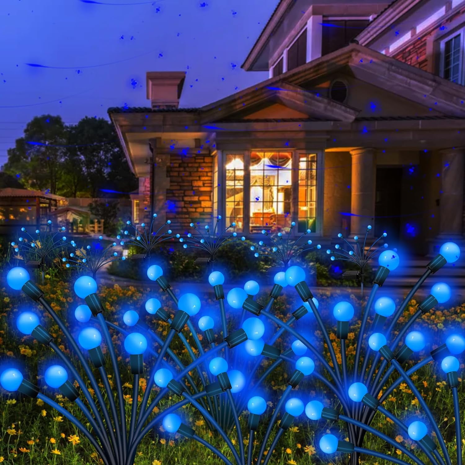 Solar Garden Lights Outdoor, 2 Pack 20 LED Solar Blue Firefly Lights ...