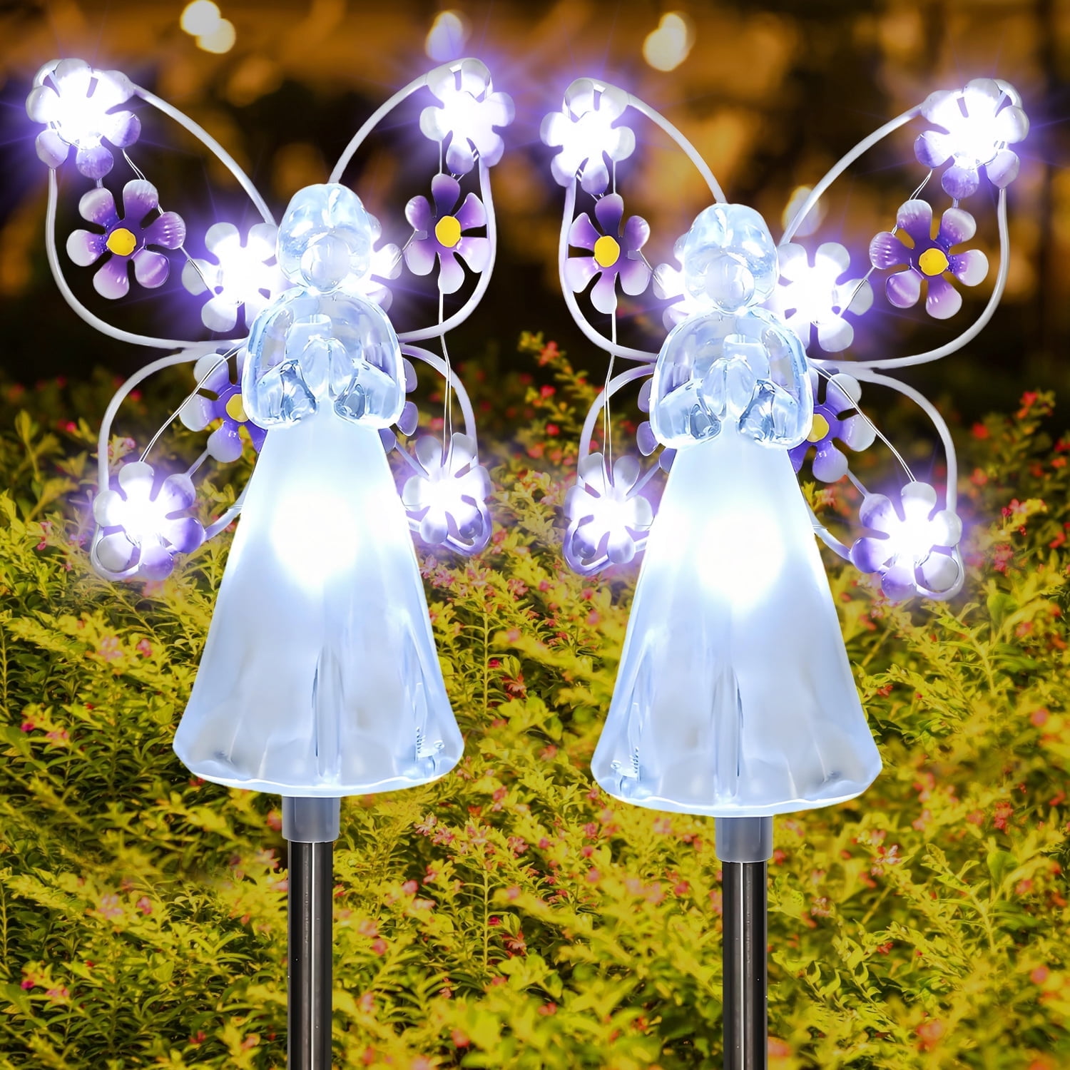 Solar Garden Lights Outdoor, 2 Pack LED Angel Solar Decorative Lights ...