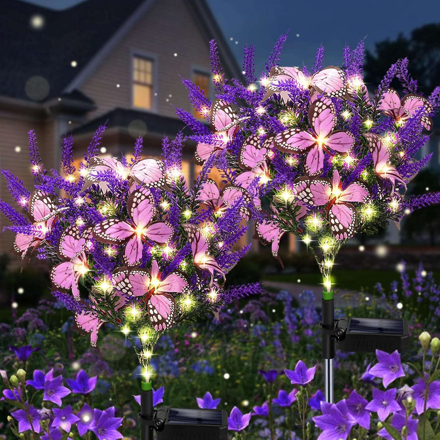 Solar Garden Lights Outdoor, 2 Pack Solar Butterfly Lights Purple ...