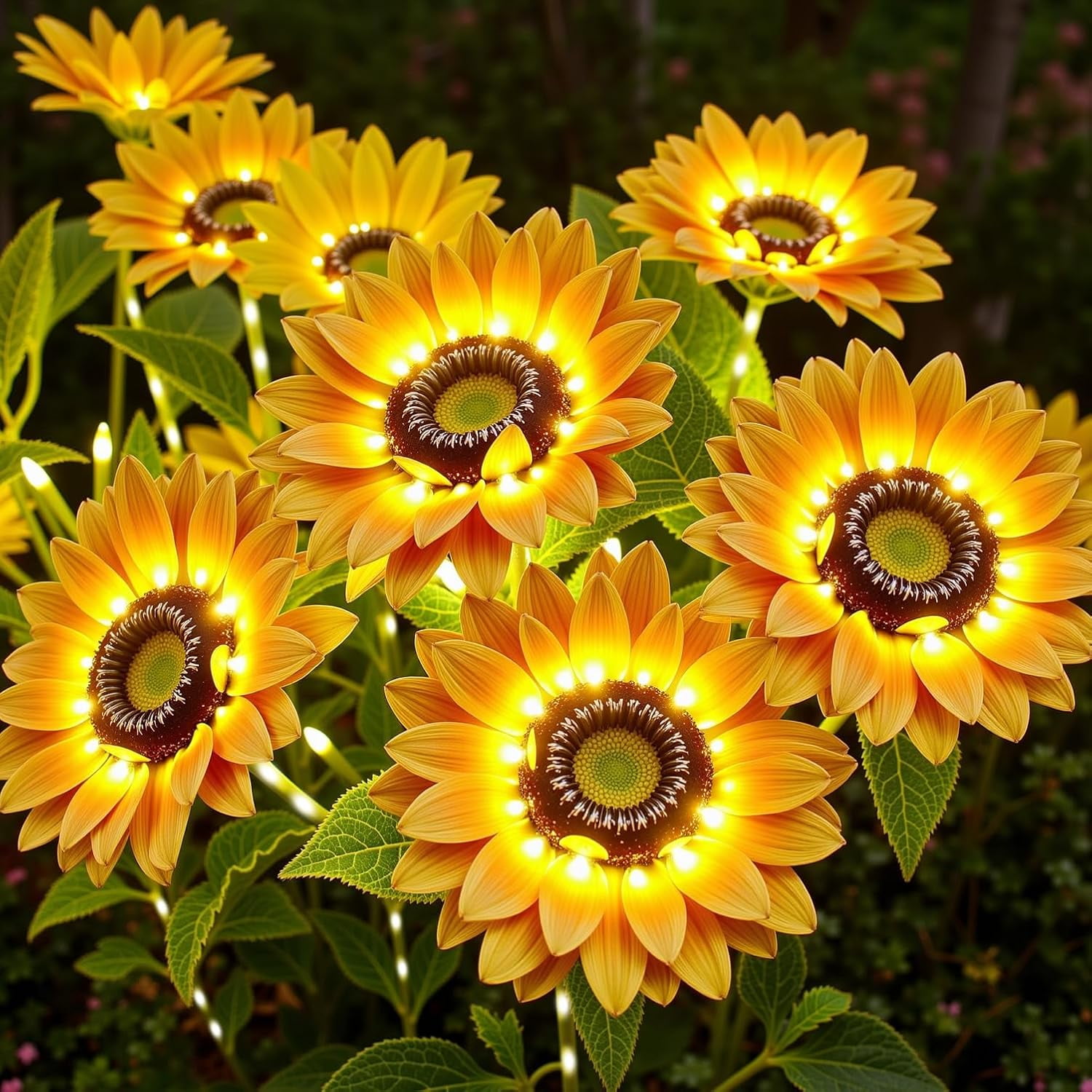 Solar Garden Lights Outdoor - 3 Pack with 18 Bright Solar Sunflower ...