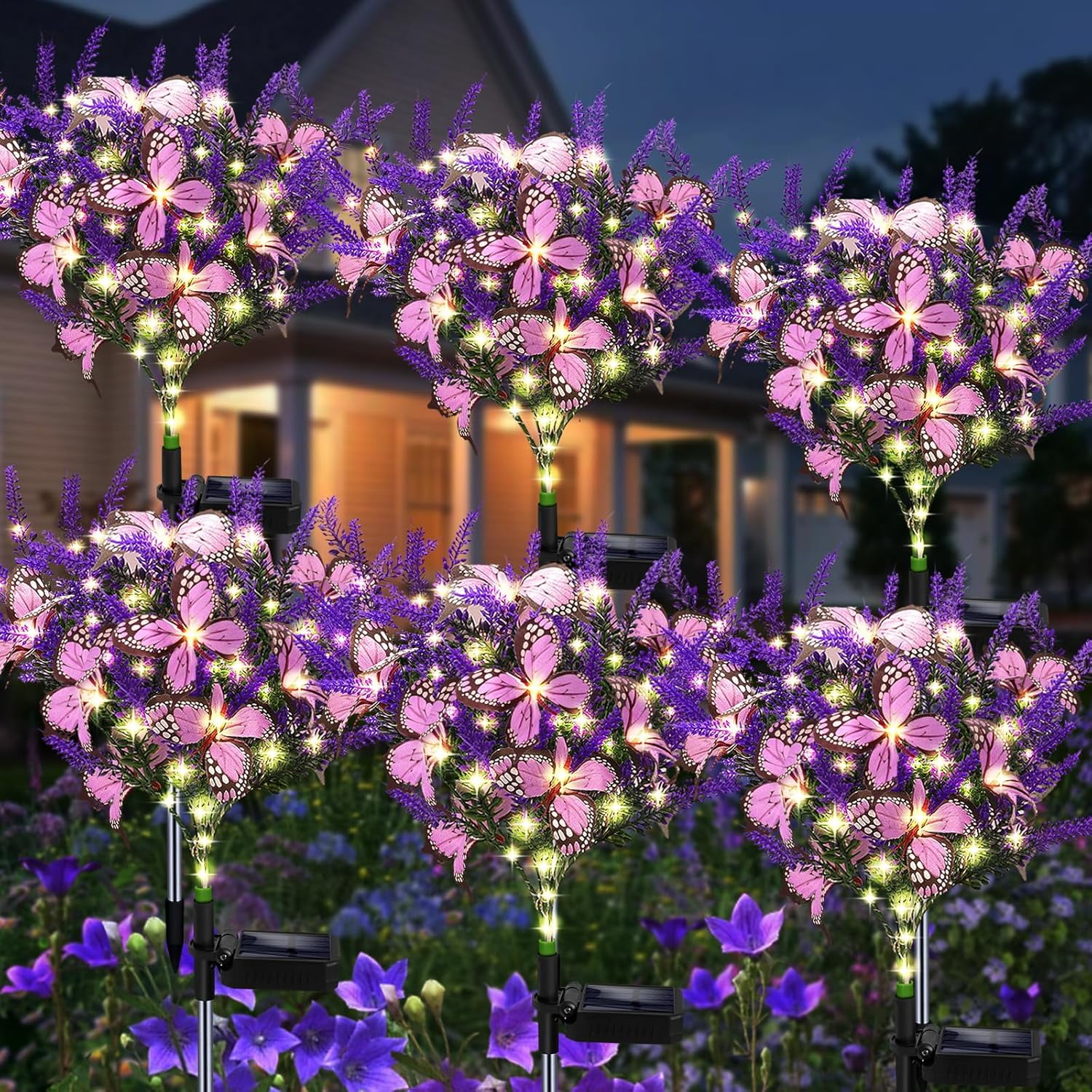 Solar Garden Lights Outdoor, 6 Pack Solar Butterfly Lights Purple ...