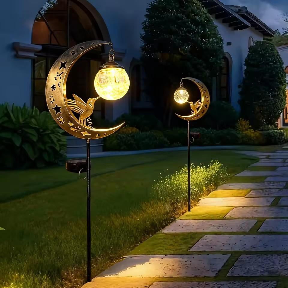 Solar Garden Lights Outdoor Decor,Moon Fairy Crackle Glass Lights,for ...