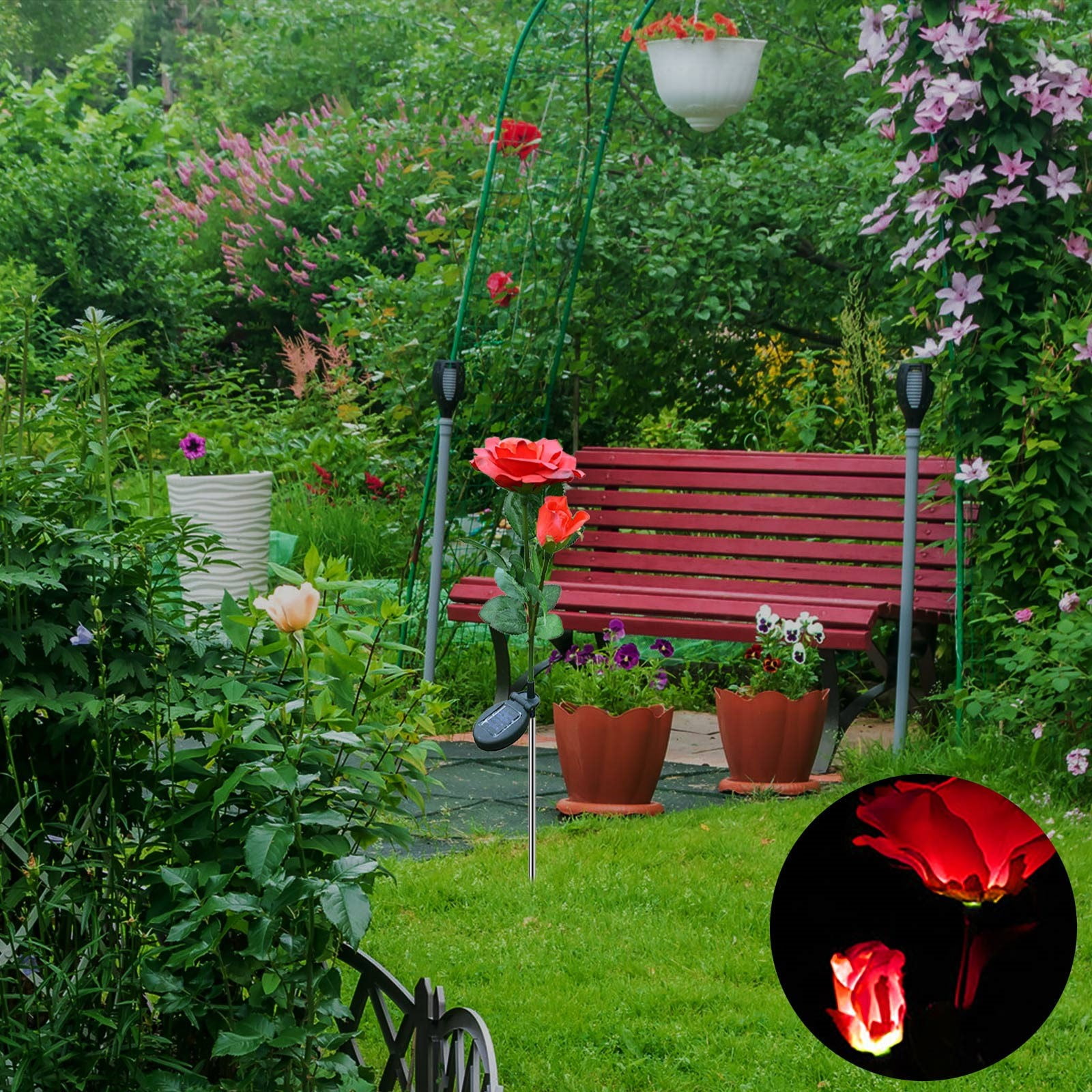 Solar Garden Lights Outdoor - Solar Flowers Outdoor Waterproof LED ...