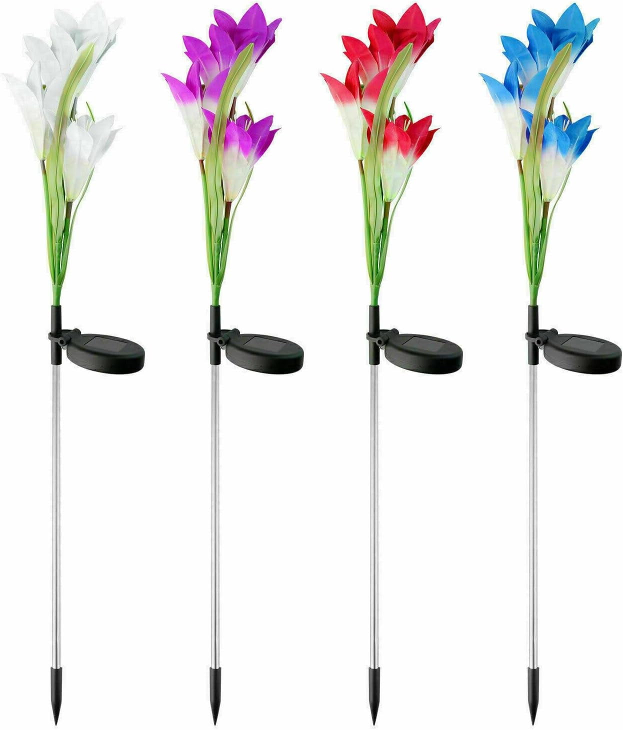 Solar Garden Lights Outdoor - New Upgraded, Multi-Color Changing Lily ...