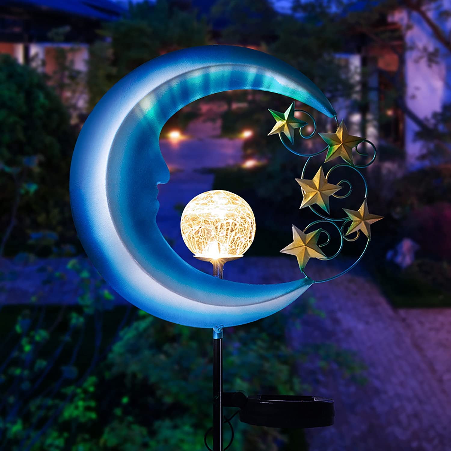 Solar Garden Lights, Outdoor Pathway Decorative Solar Moon Garden Stake ...