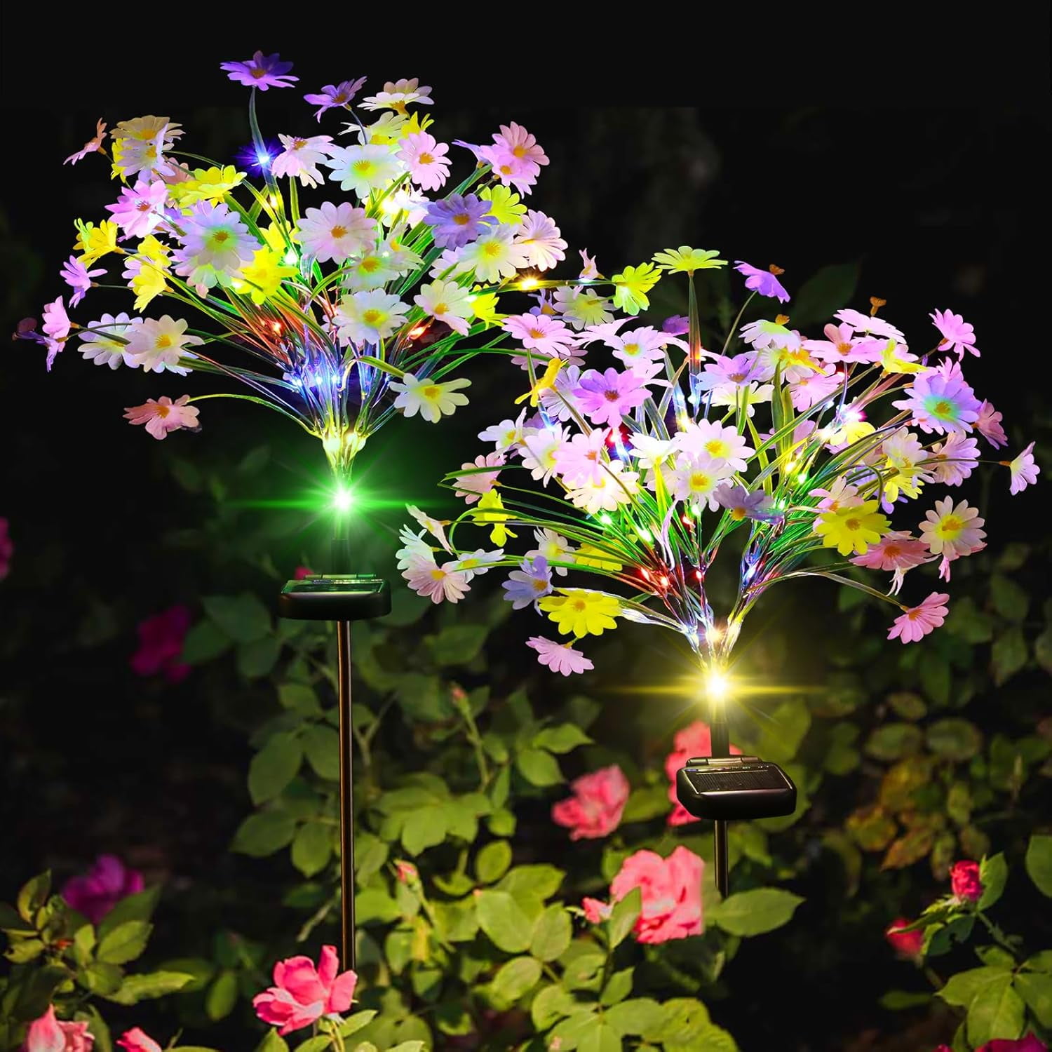 Solar Garden Lights Outdoor,Solar Flowers Lights Colorful Multi-Color ...
