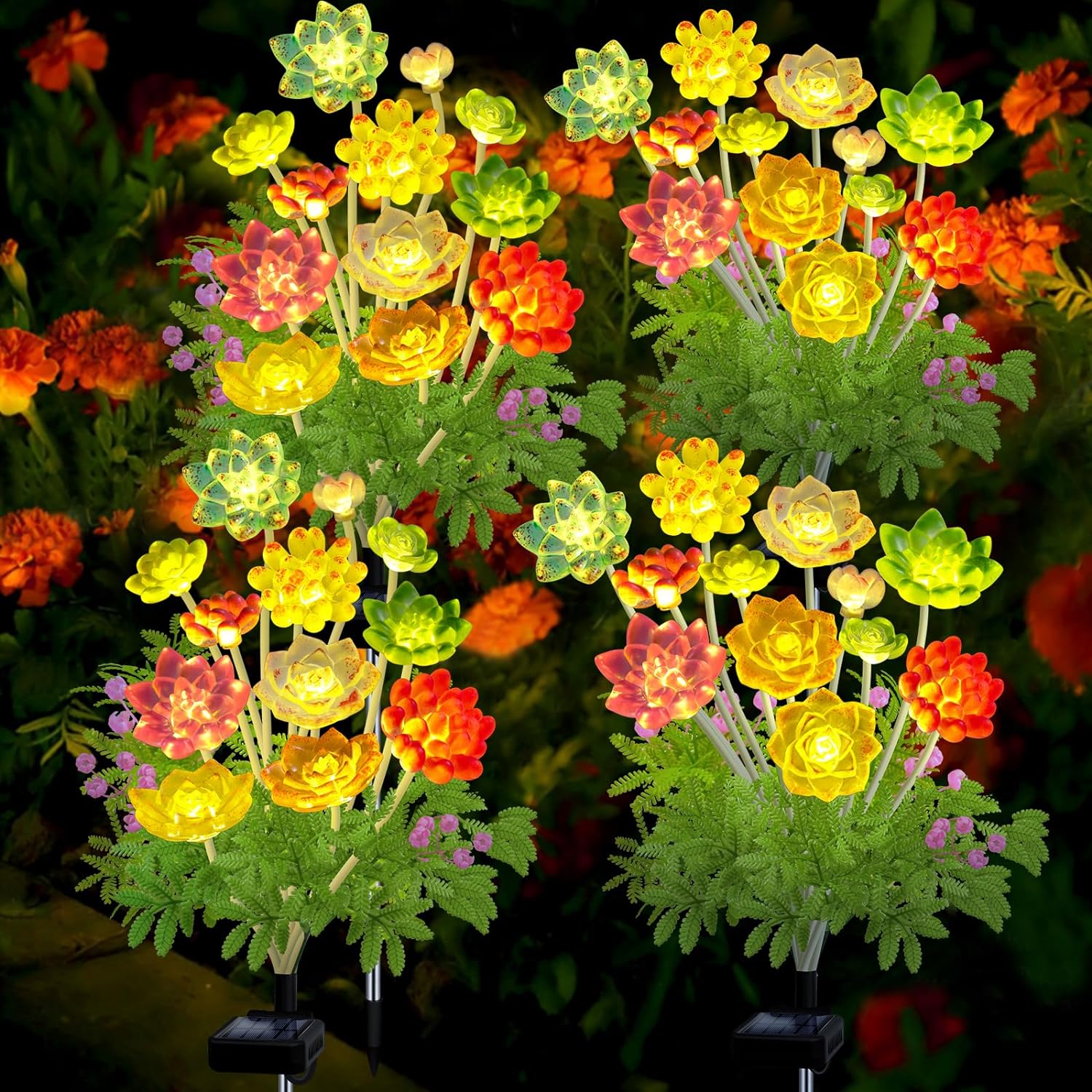 Solar Garden Lights Outdoor, Upgraded Succulent Solar Lights, Gardening ...