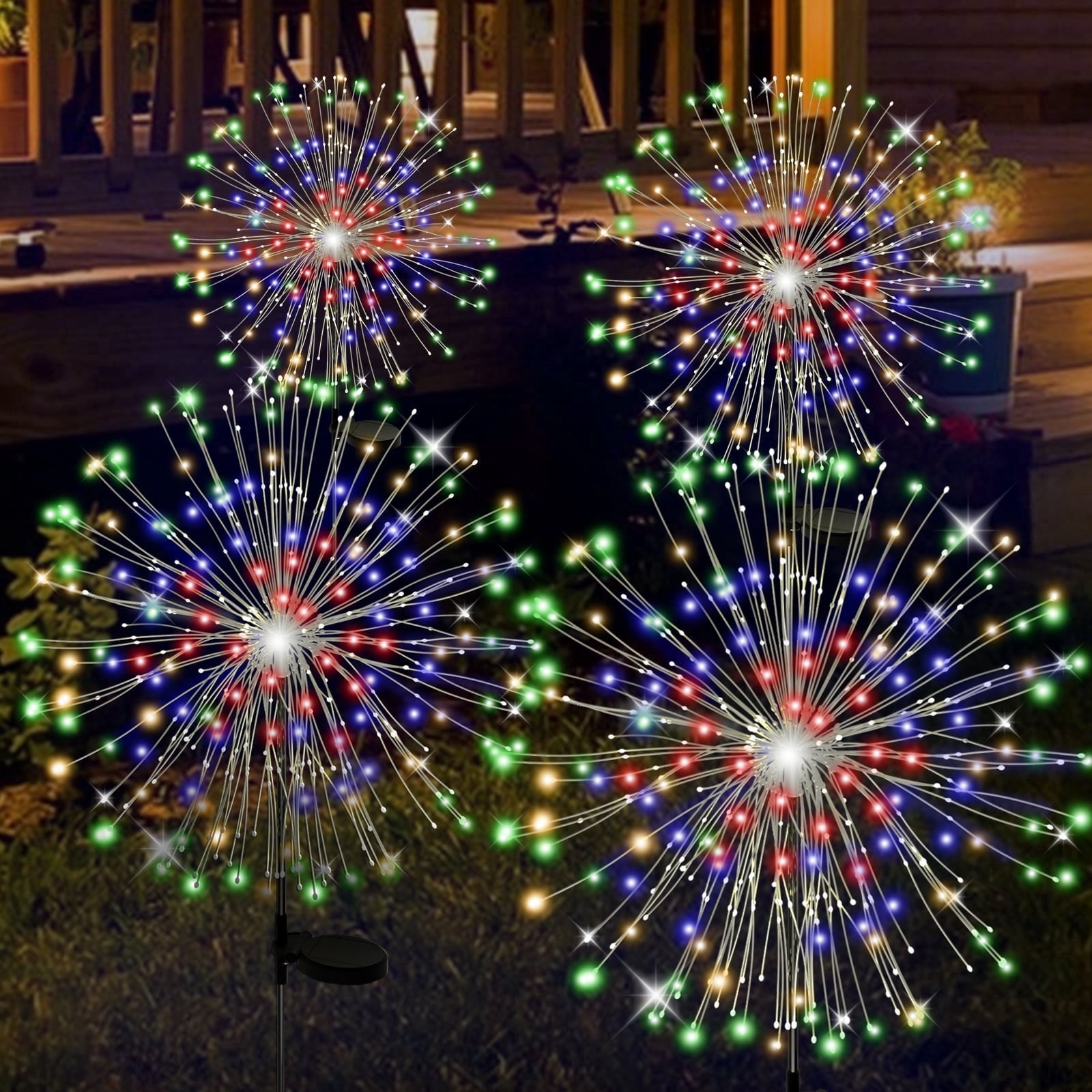 Solar Garden Stake Lights Firework, Outdoor Solar Lights With DIY ...