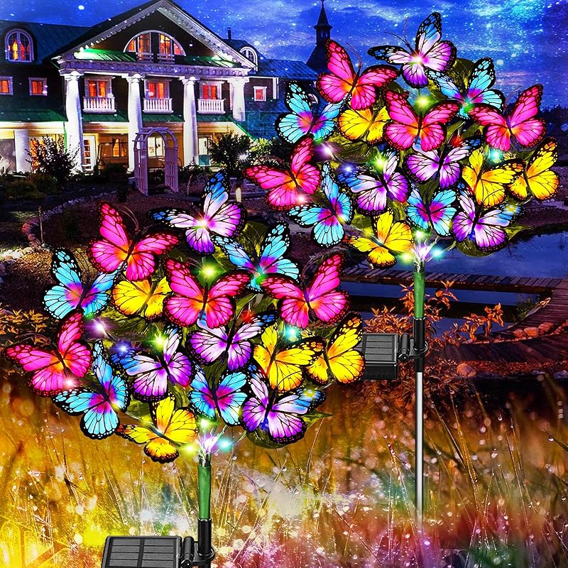 Solar Garden Lights Outdoor Waterproof Solar Lights 2 Pack with New ...