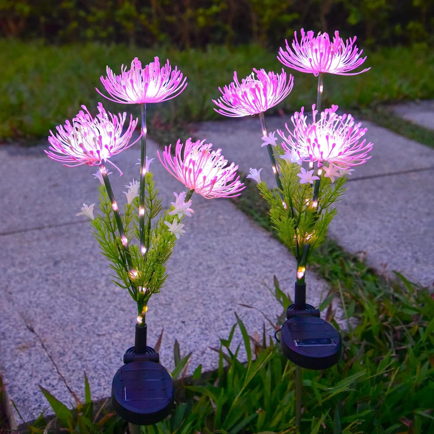 Solar Garden Lights, Solar Flowers Lights with Glowing Flowers & Stems ...