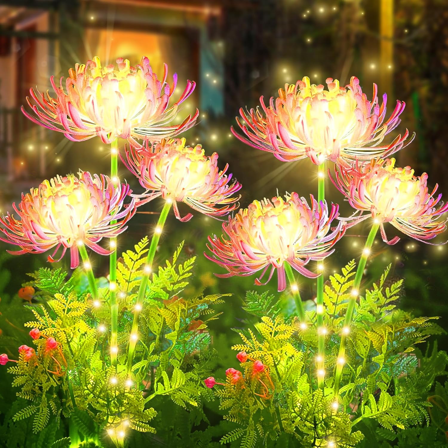 Solar Garden Lights, Solar Flowers Lights with Glowing Flowers & Stems ...