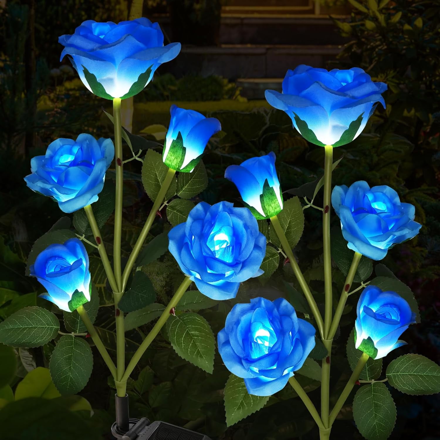Solar Garden Lights, Solar Outdoor Lights with More Realistic 10 Rose ...