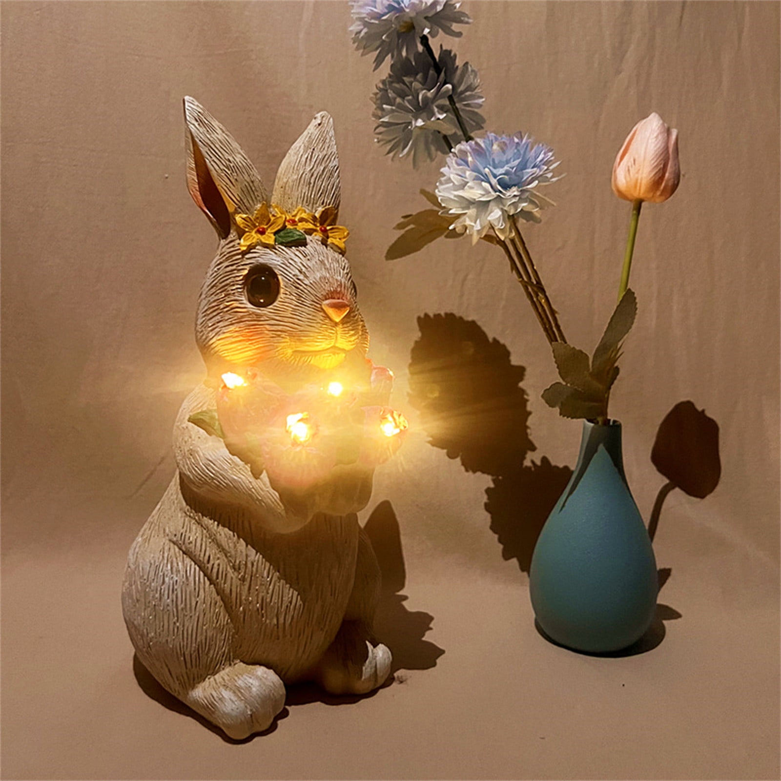 Solar Garden Outdoor Statues, Bunny Garden Statue , Resin Rabbit ...