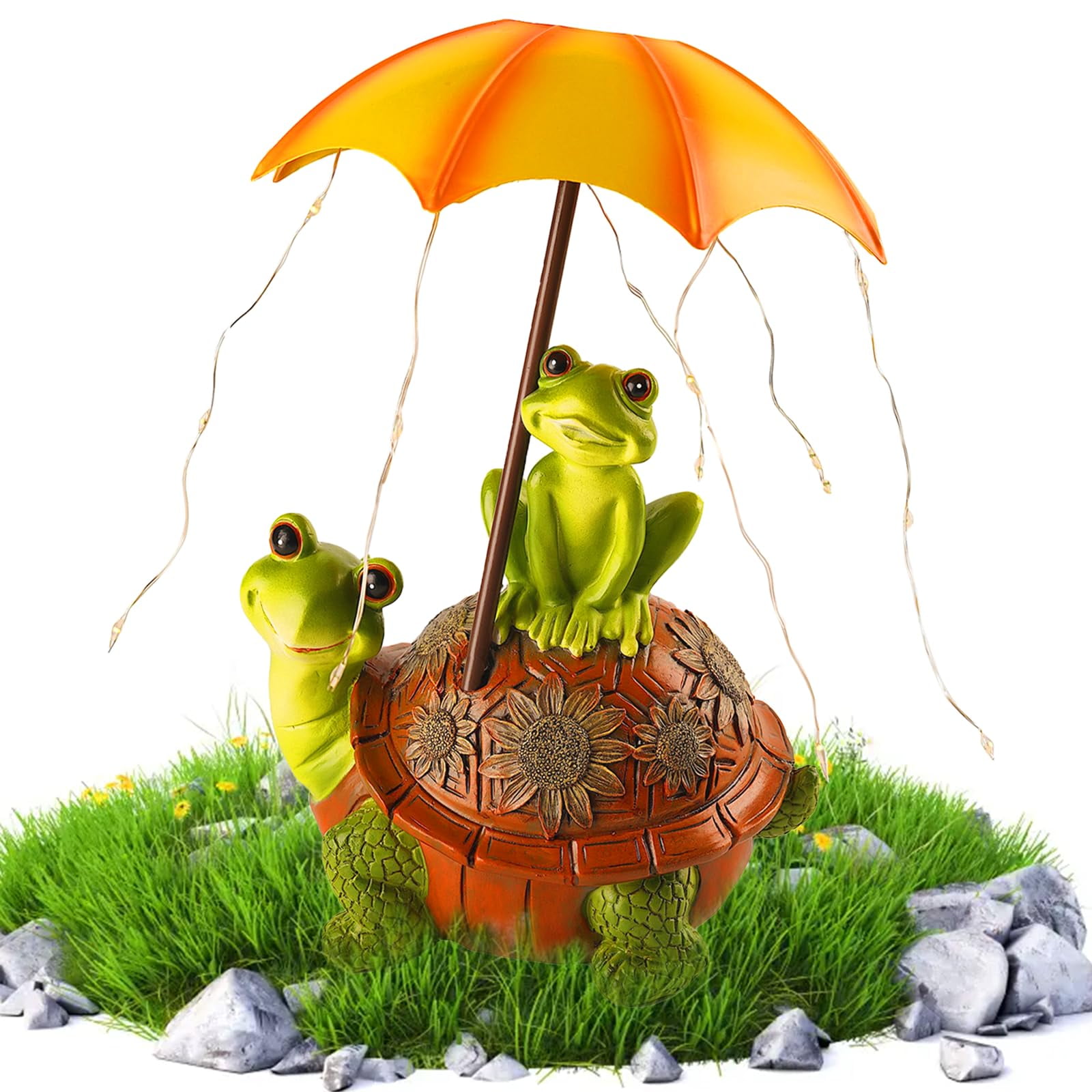 Solar Garden Outdoor Statues Turtle Frog Outdoor Figurine Lights with ...
