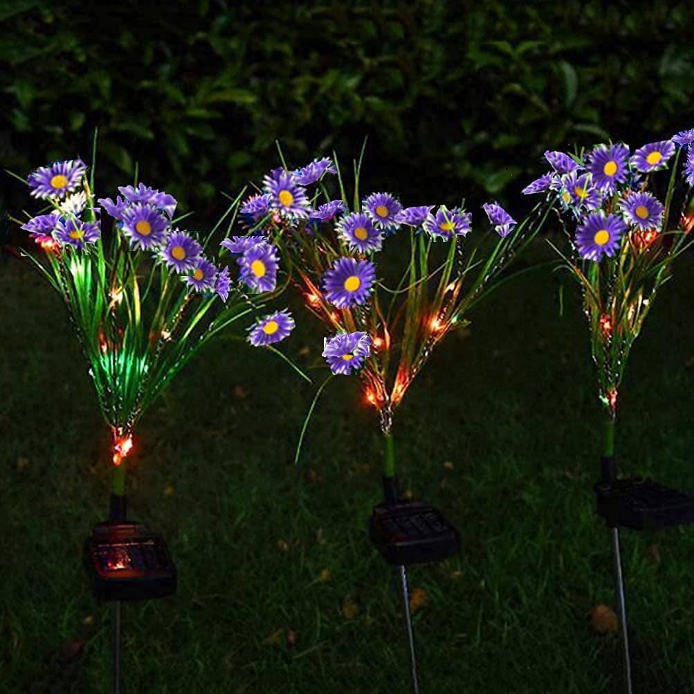 Solar Garden Stake Light Outdoor - 28 LED Daisy Flower Solar Powered ...