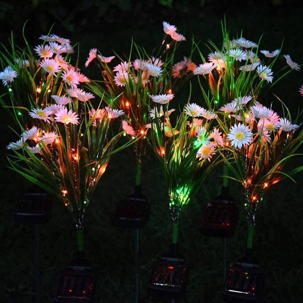 Solar Garden Stake Light Outdoor - 28 LED Daisy Flower Solar Powered ...